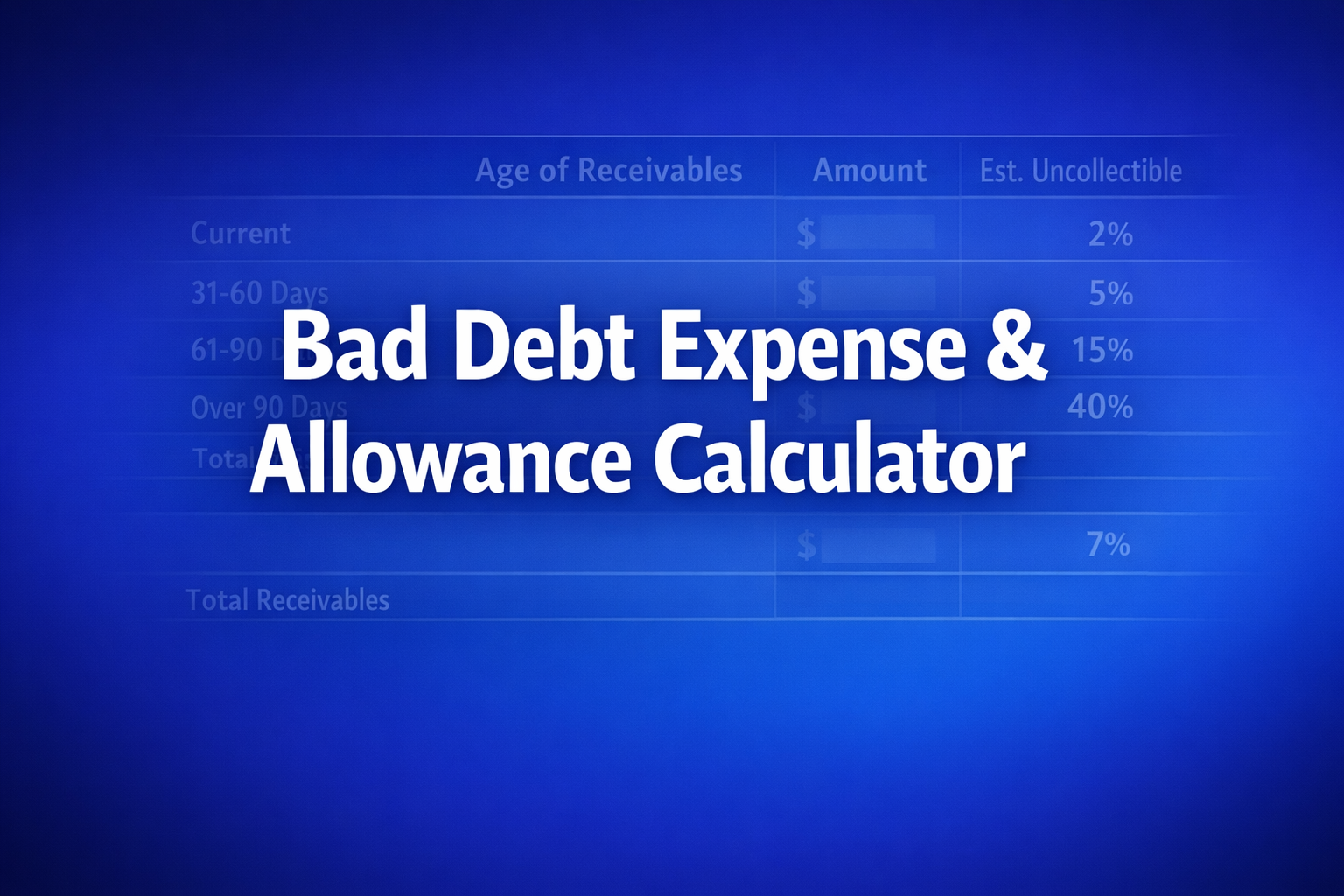 Bad Debt Expense & Allowance Calculator: Aging Schedule Method | Ryan O ...